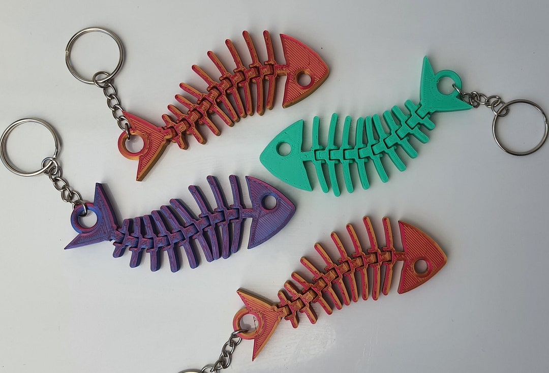 3D Printed Flexi Fish Bone Keychain Articulated Fish Bone - Etsy