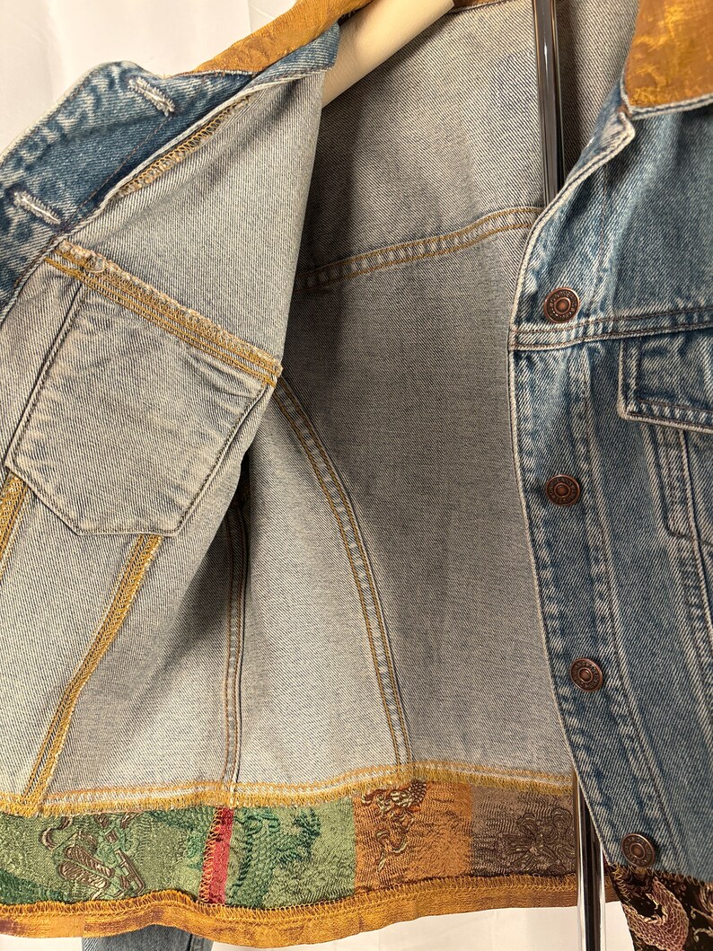 Denim Mini Jacket With Custom Fabric Bordering - Etsy