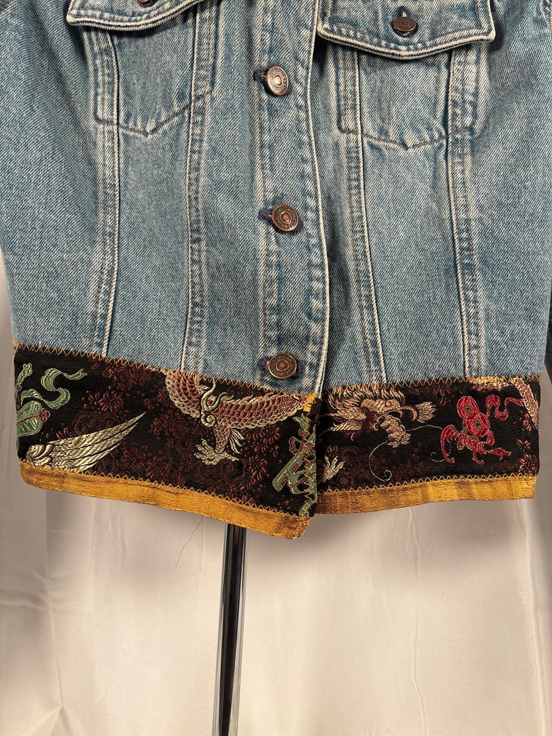 Denim Mini Jacket With Custom Fabric Bordering - Etsy