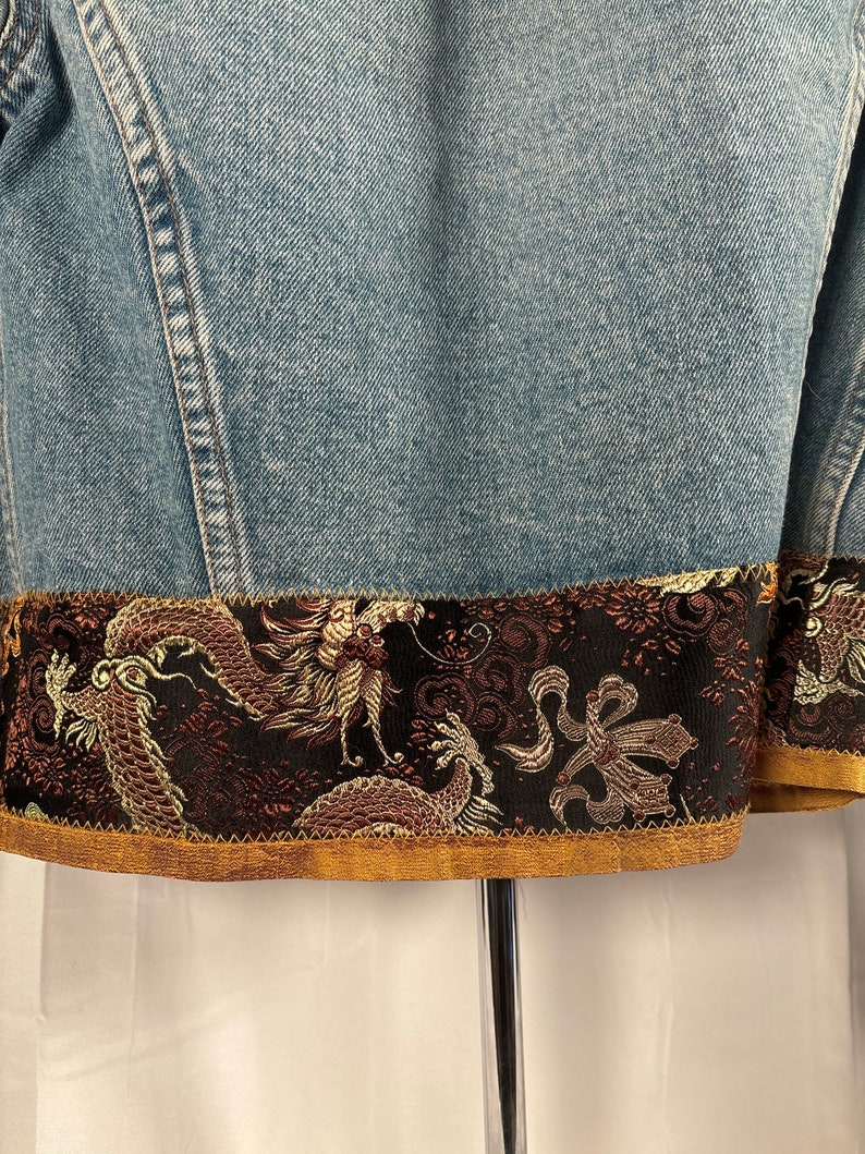 Denim Mini Jacket With Custom Fabric Bordering - Etsy