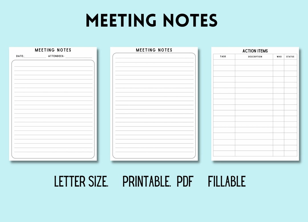 Meeting Notes Meeting Agenda Task List Office Organizer - Etsy