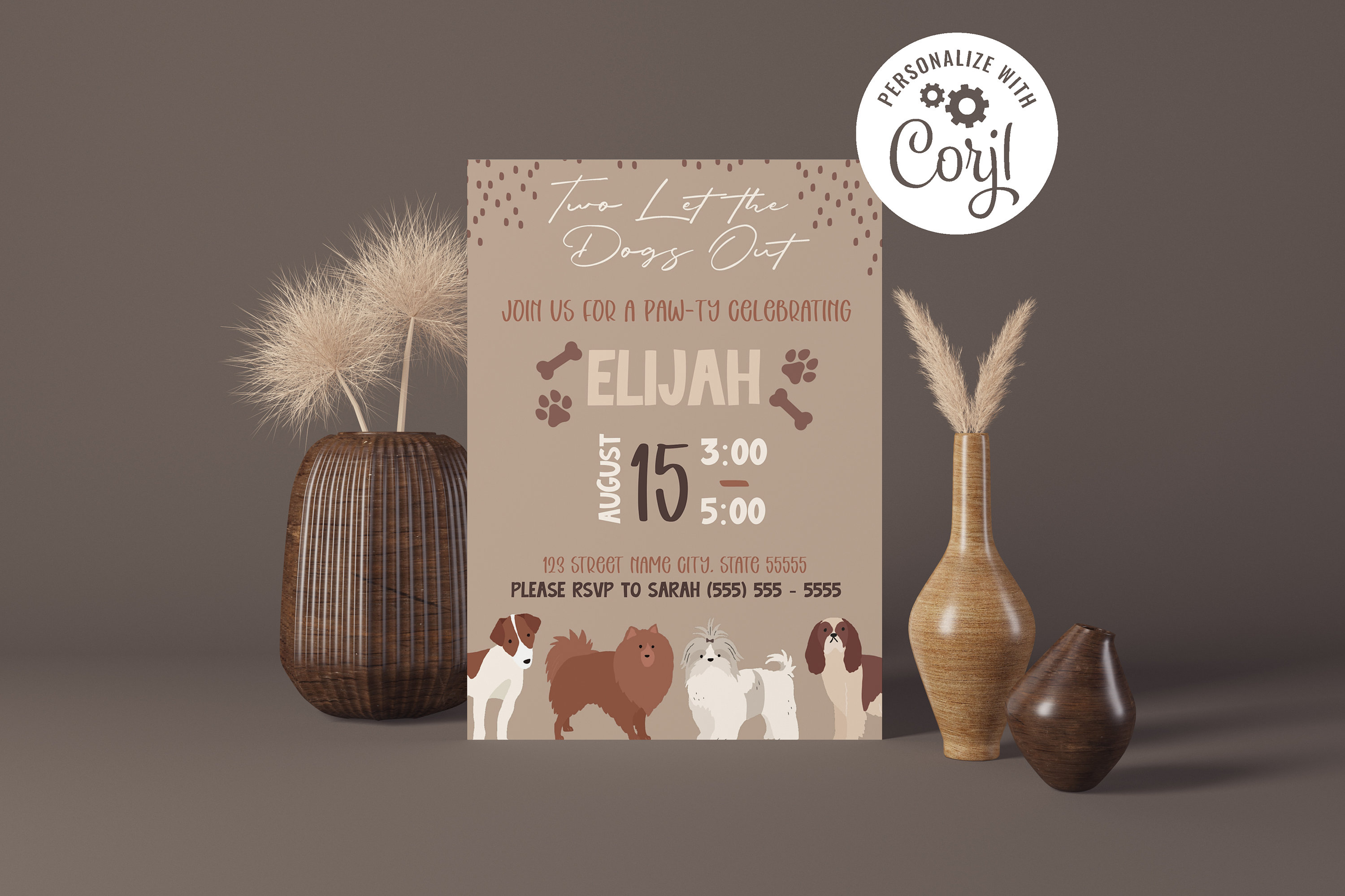 Editable Two Let the Dogs Out Birthday Invitation Digital Template ...