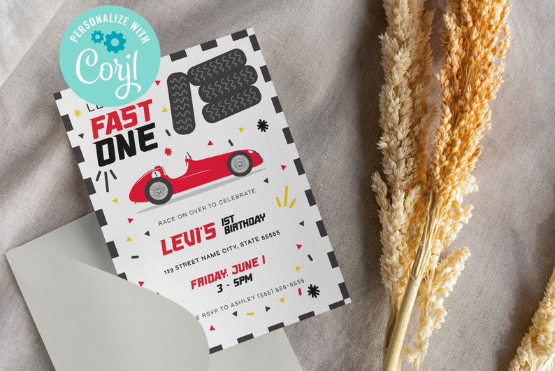 Editable Fast One Birthday Invitation, Digital Template INSTANT ...