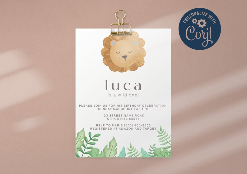 Editable Wild One Birthday Invitation, Digital Template INSTANT ...