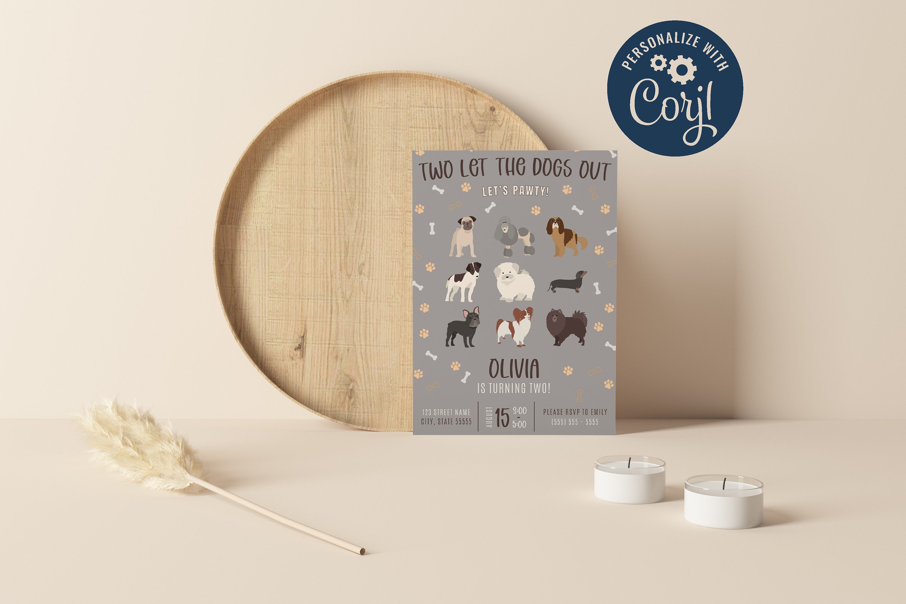 Editable Two Let the Dogs Out Birthday Invitation Digital Template ...