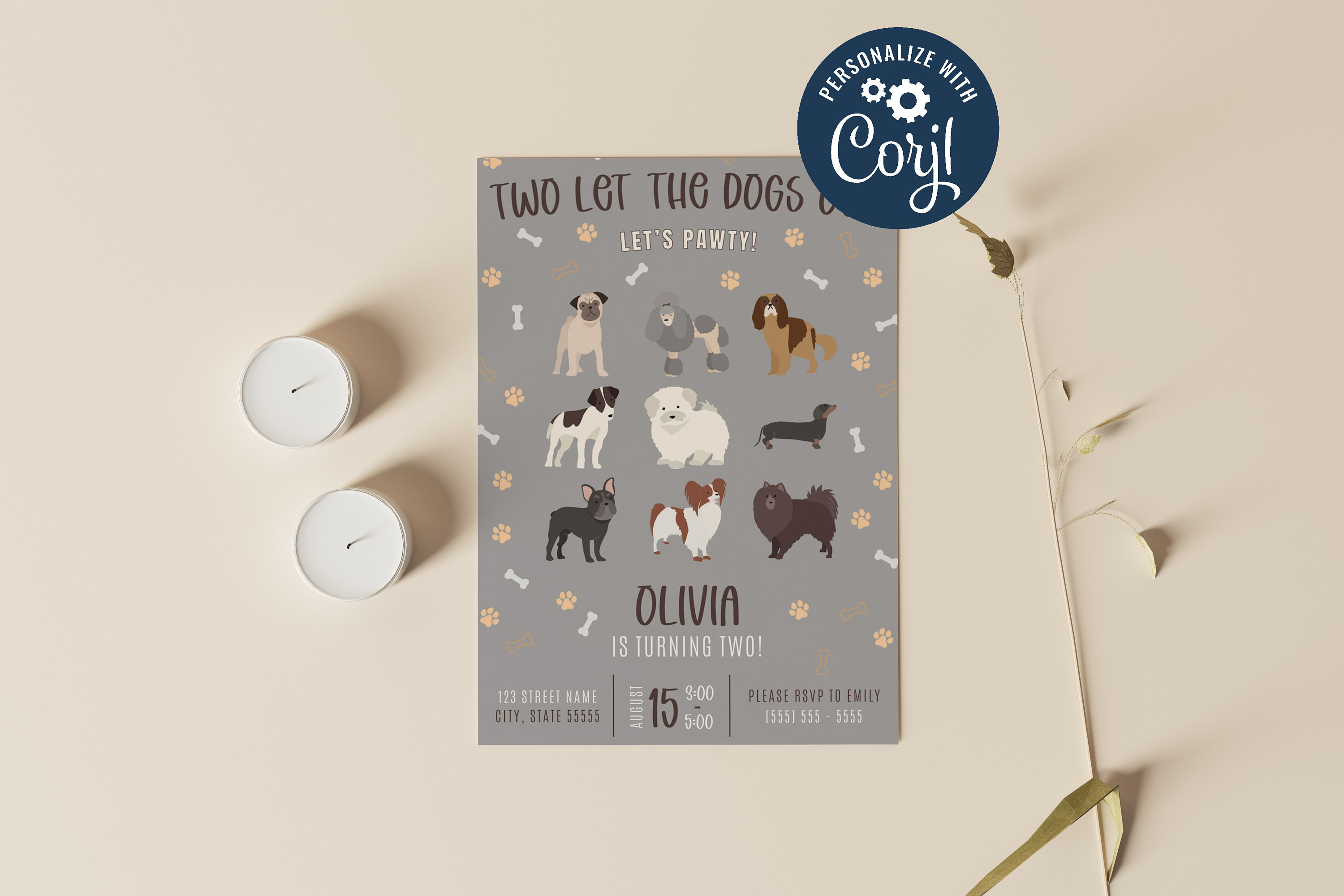 Editable Two Let the Dogs Out Birthday Invitation Digital Template ...