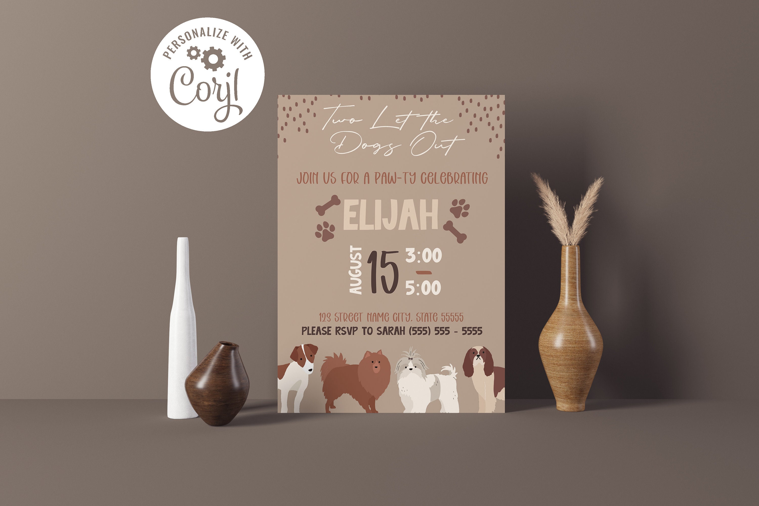 Editable Two Let the Dogs Out Birthday Invitation Digital Template ...