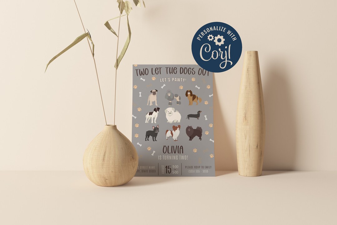 Editable Two Let the Dogs Out Birthday Invitation Digital Template ...