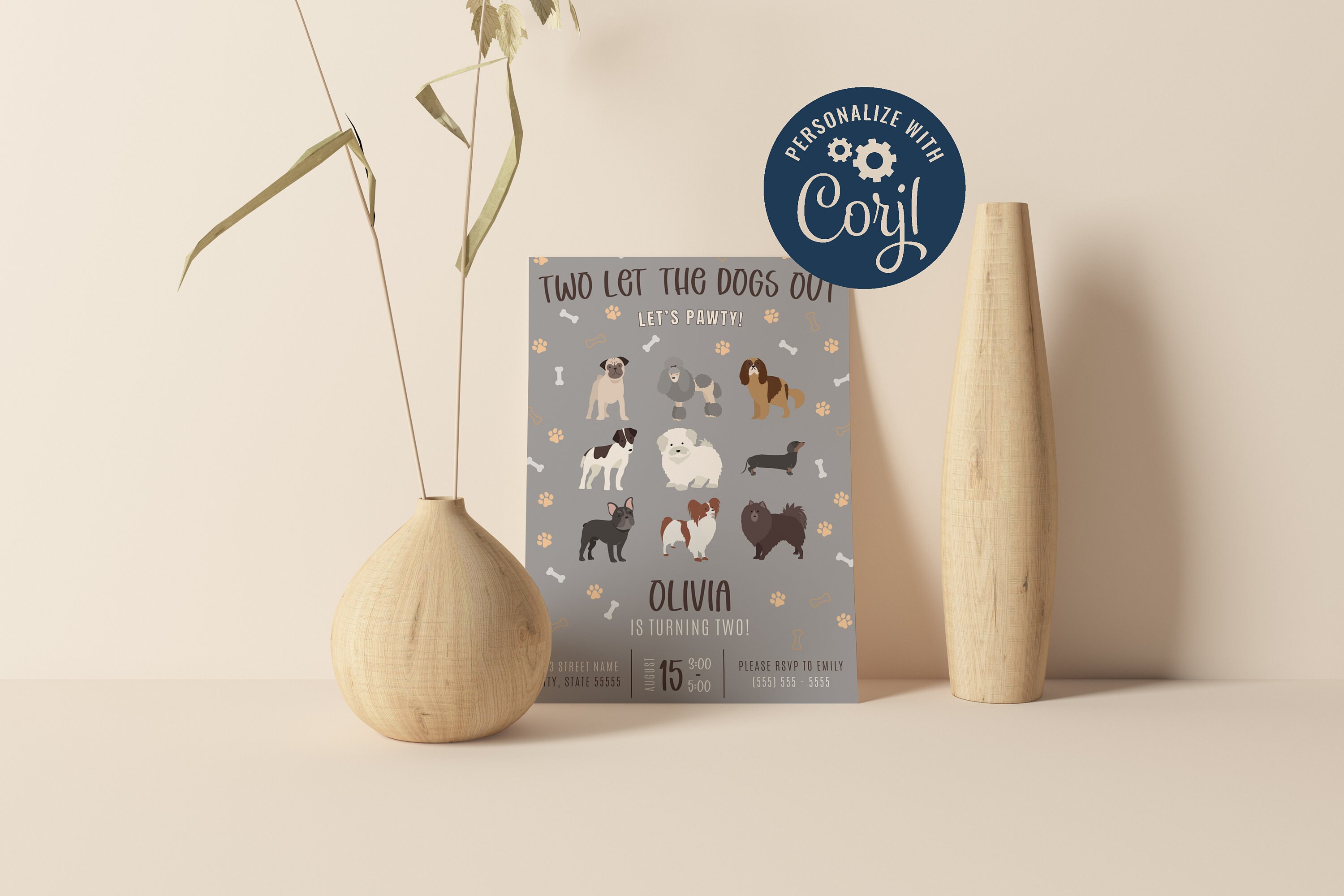 Editable Two Let the Dogs Out Birthday Invitation Digital Template ...