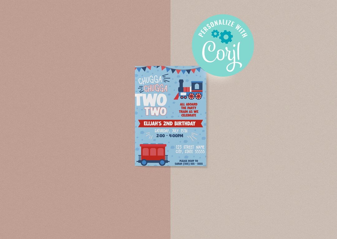 Editable Chuggachugga Two Two Birthday Invitation Digital Template ...