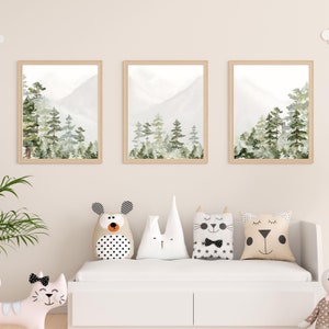 3 Piece Forest Wall Art Print, Forest Art Set of 3, Boho Printable Wall ...