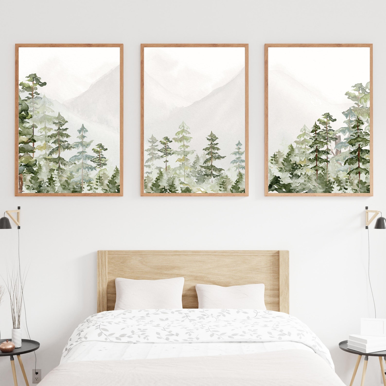 3 Piece Forest Wall Art Print Forest Art Set of 3 Boho - Etsy