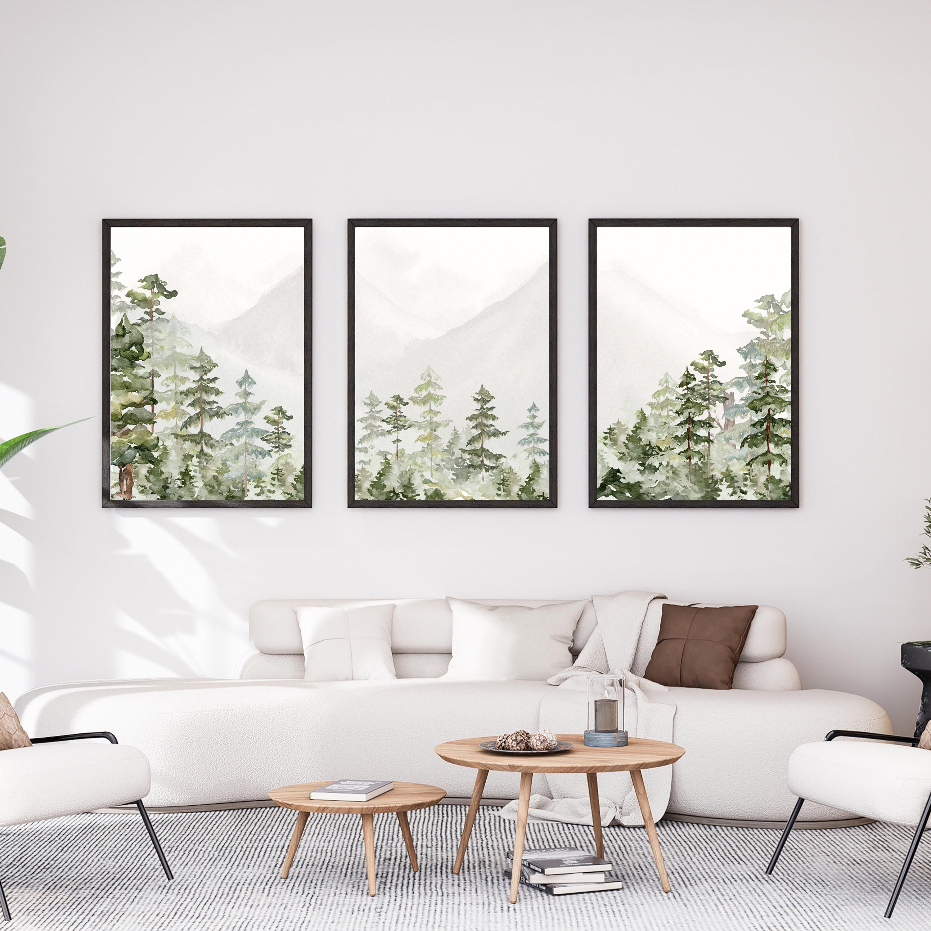 3 Piece Forest Wall Art Print Forest Art Set of 3 Boho - Etsy