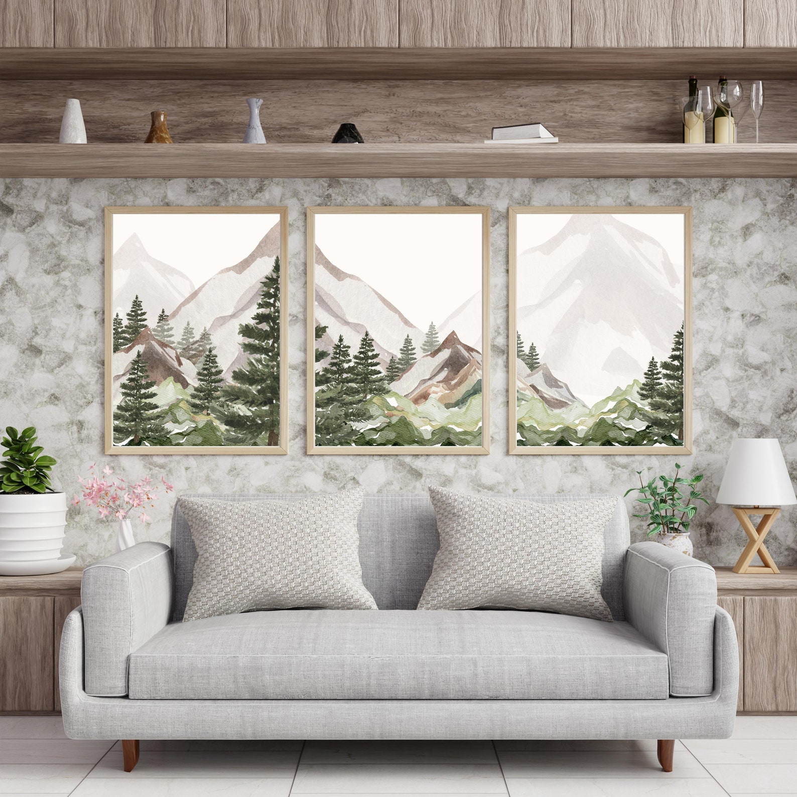 3 Piece Forest Wall Art Print Forest Art Set of 3 Boho - Etsy