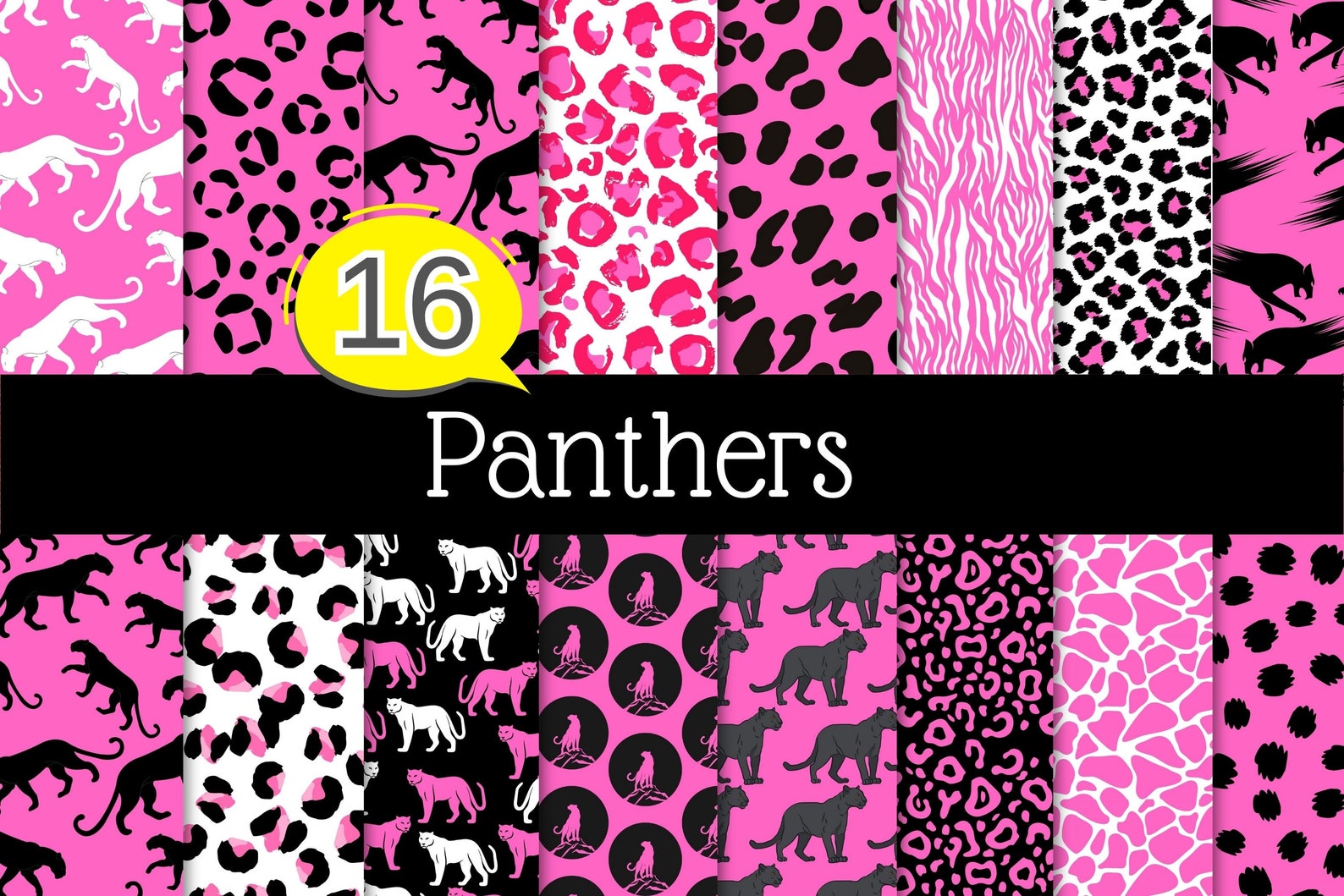 Panthers, Designer Paper, Panther Digital Paper, Cheetah Digital Paper ...