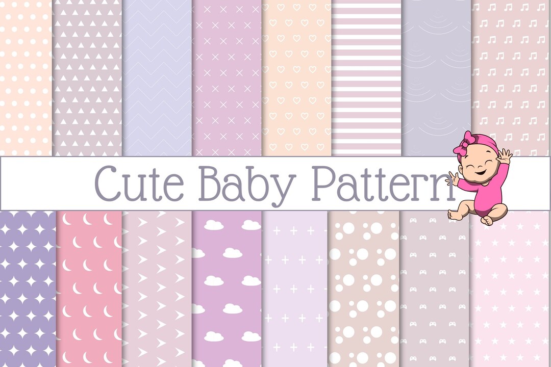 Baby Girl Digital Papers, 16 Cute Baby Pastel Digital Papers, Baby ...