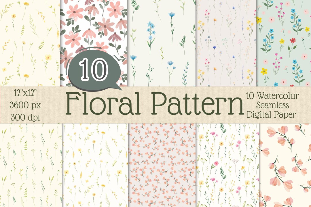 Little Dainty Flower Pattern Seamless Digital Papers, Floral Digital ...
