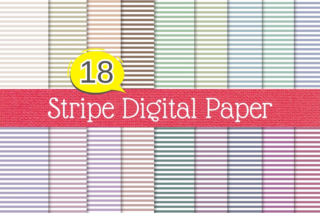 18 Wrapping Paper, Stripe Paper, Pretty Digital Paper, Pastel Boho ...