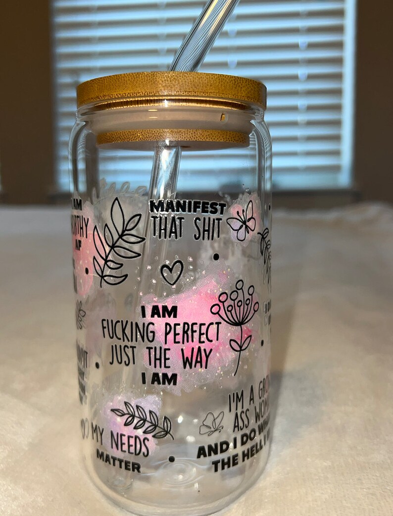 Curse Word Affirmation Glass Cup - Etsy