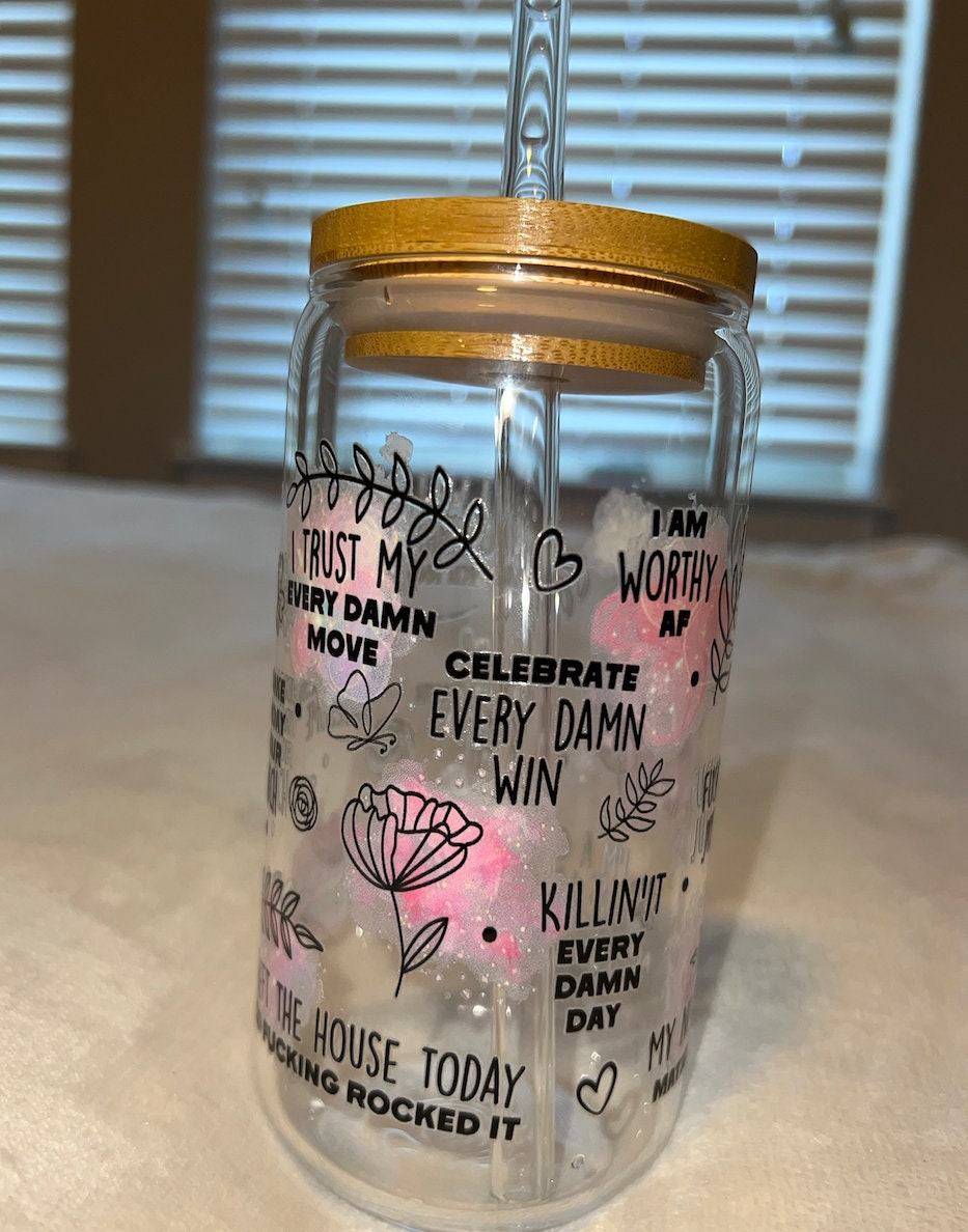 Curse Word Affirmation Glass Cup - Etsy