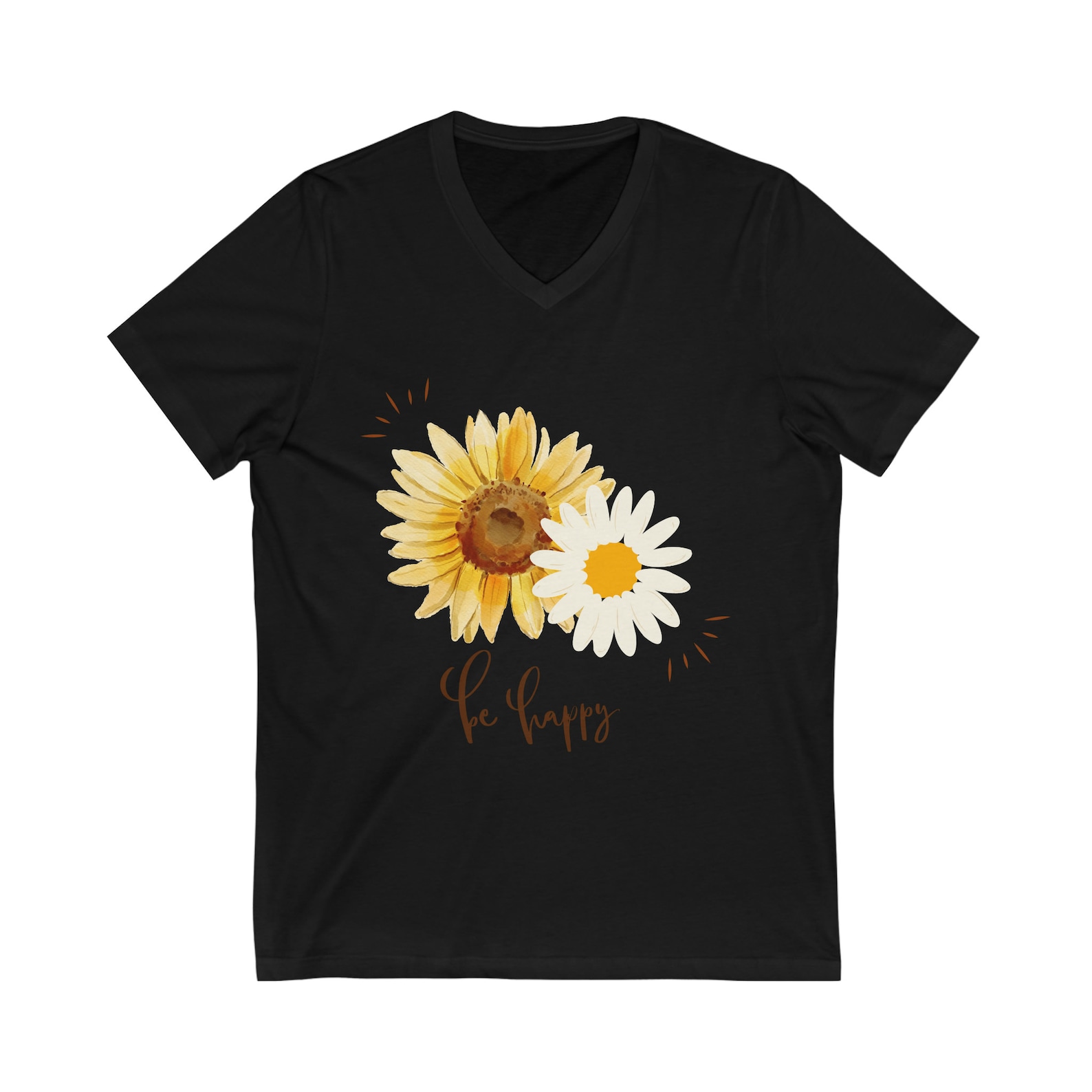 Be Happy - Short Sleeve V-neck Tee - Etsy