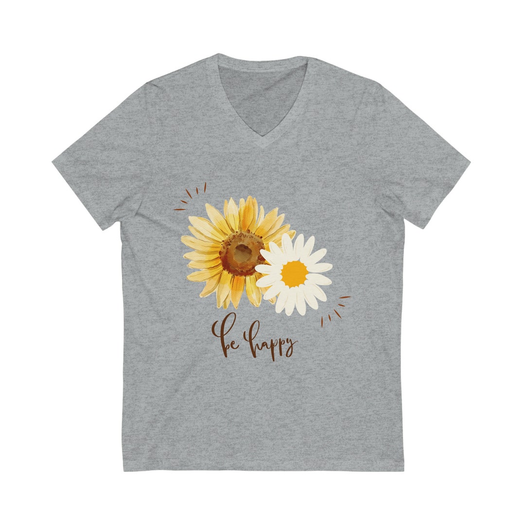 Be Happy - Short Sleeve V-neck Tee - Etsy