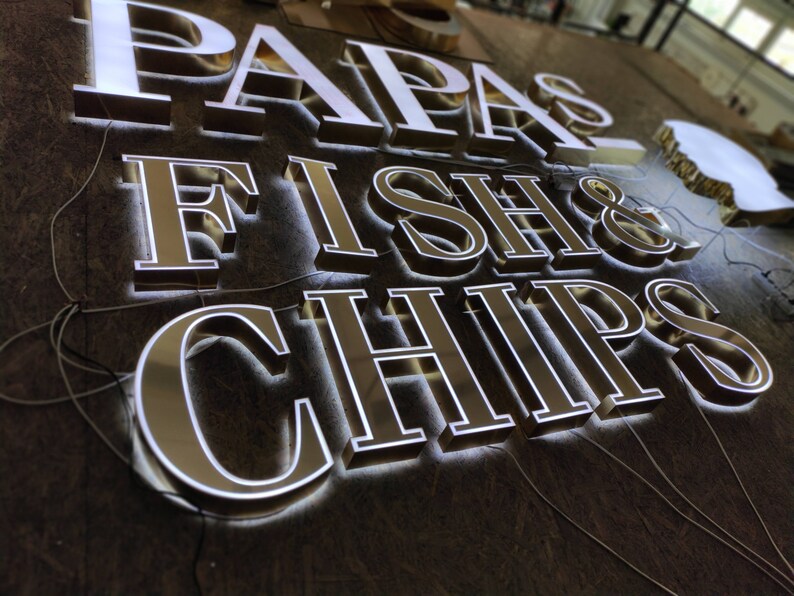 3D Backlit Letters, Illuminated Sign, Gold Letters, Backlit, LED ...