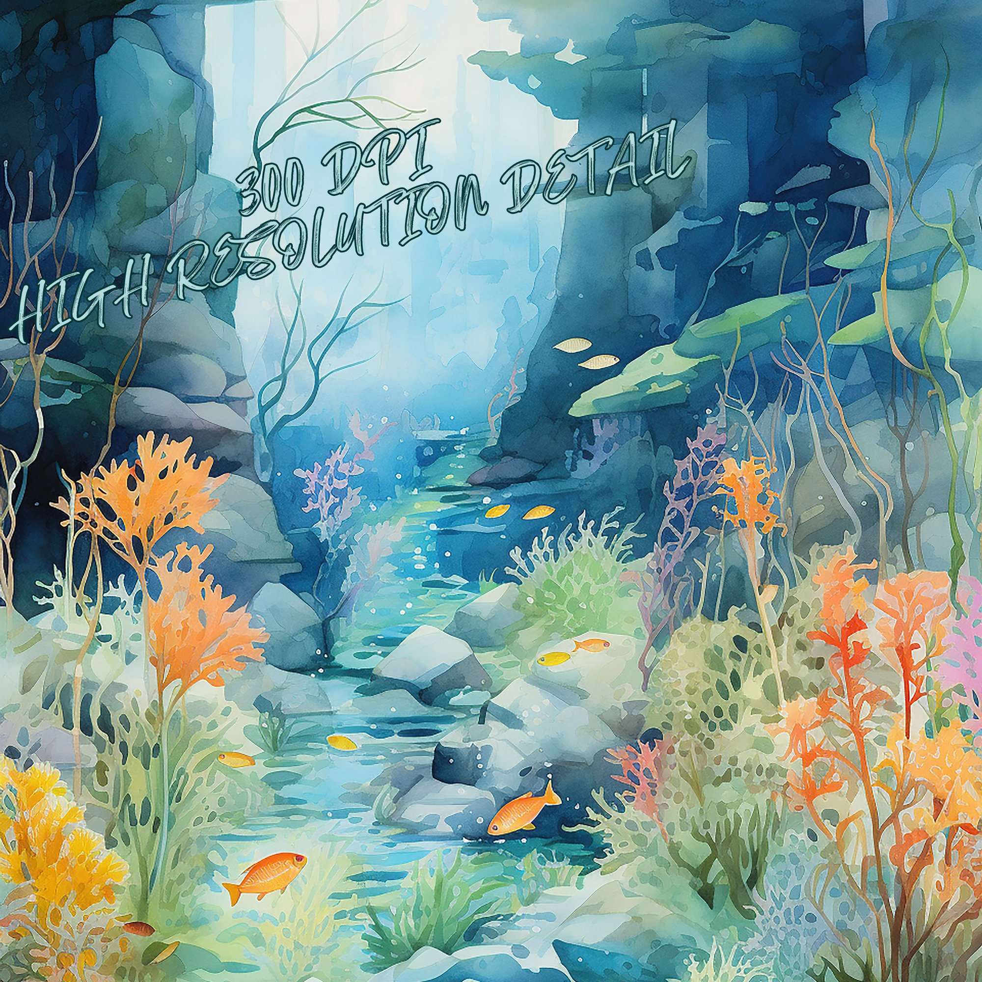 Underwater Ocean Scene Digital Paper Watercolor Theme Download Sea ...