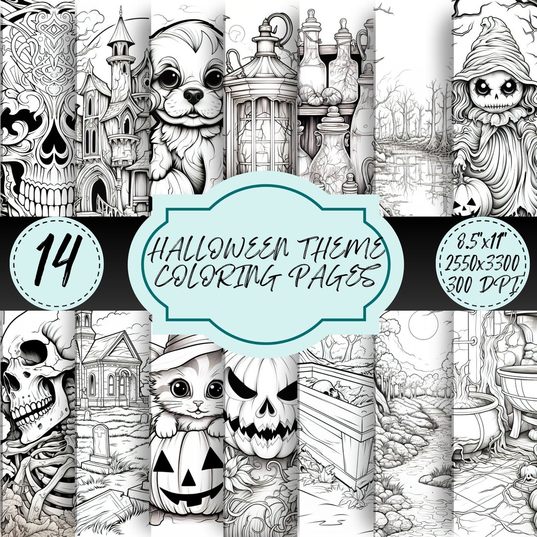 Halloween Coloring Page Spooky Seasonal Design Printable Adult Coloring ...
