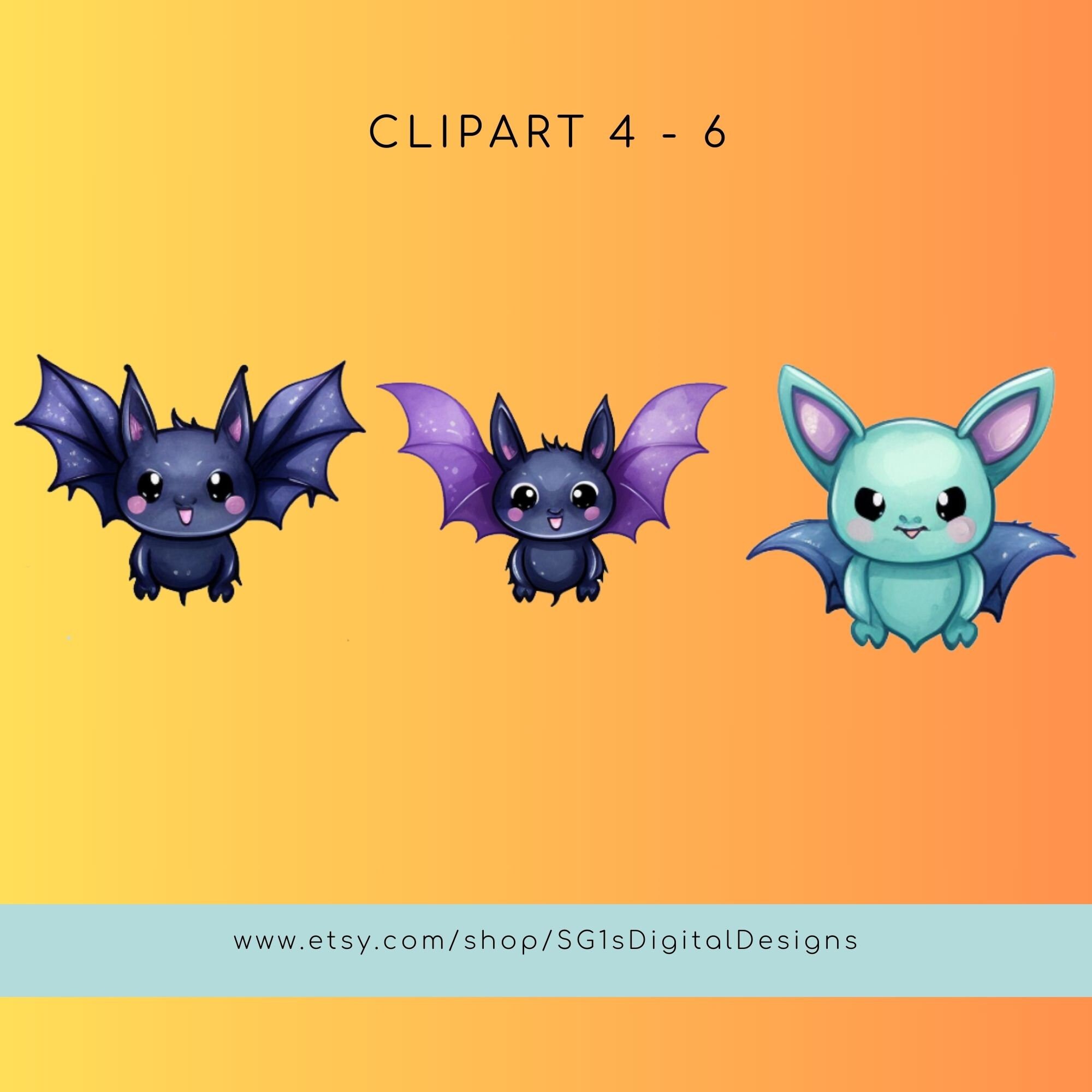 Cute Halloween Bats Clipart Junk Journal Spooky and - Etsy