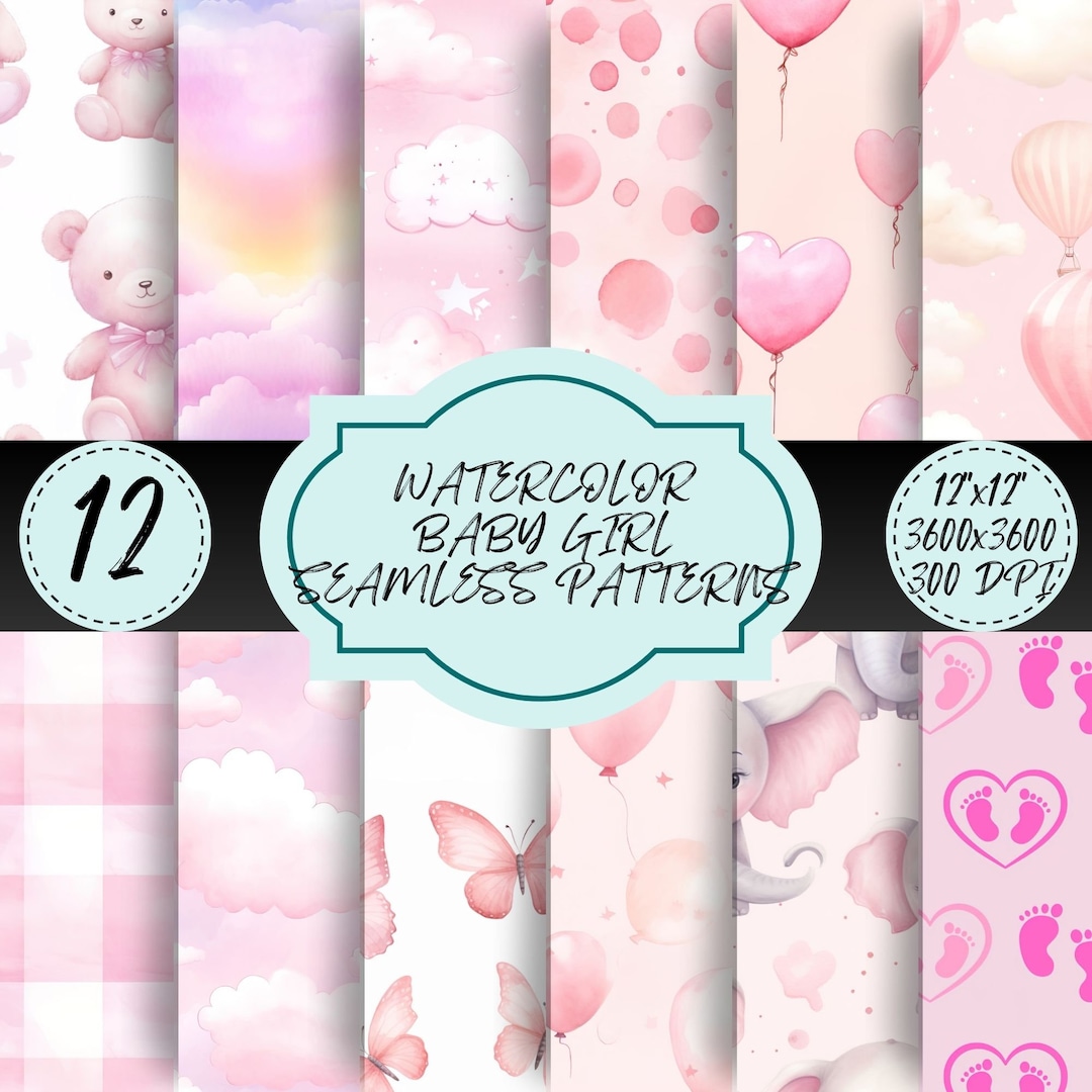 Baby Girl Seamless Patterns New Born Adorable Infant-themed Designs ...
