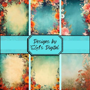 Floral Border Digital Paper Flowers Watercolor Design Flower Field ...