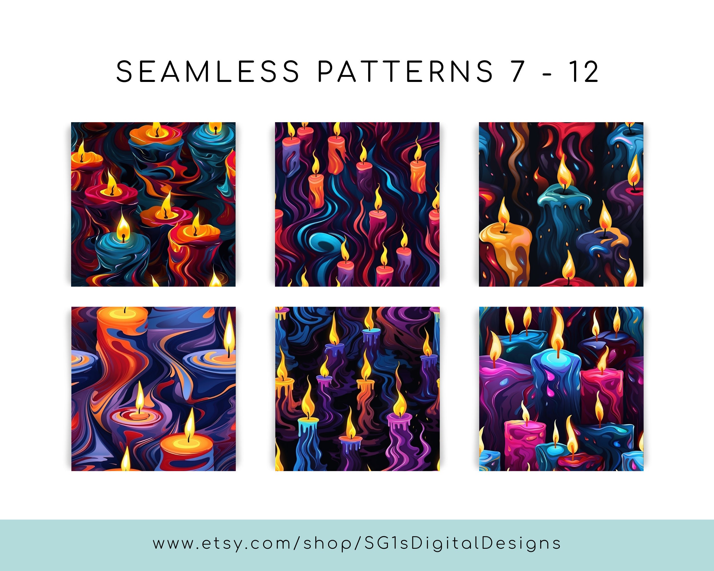 Colorful Melting Candles Seamless Pattern Vibrant Wax Drips Digital ...