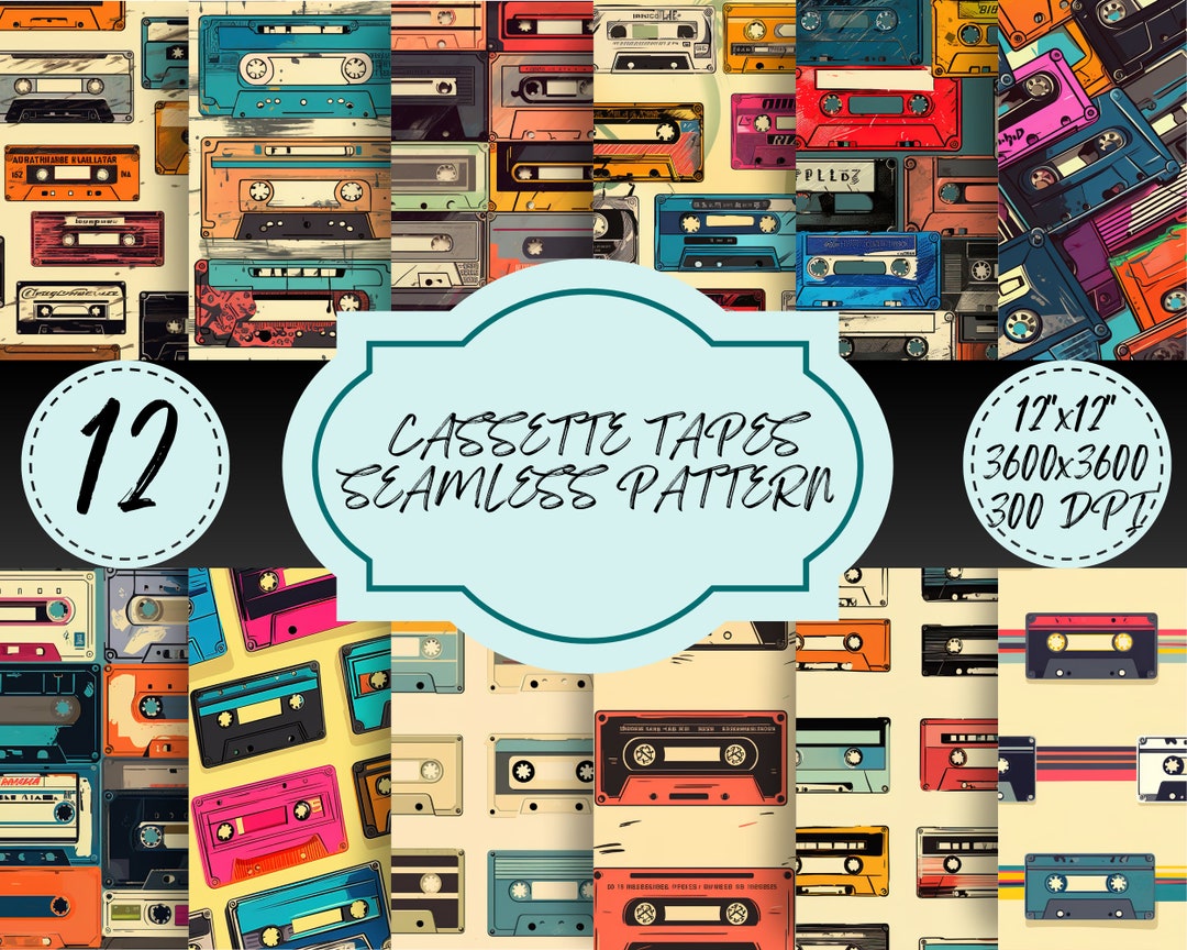 Cassette Tape Pattern Retro Music Design Digital Download Music ...