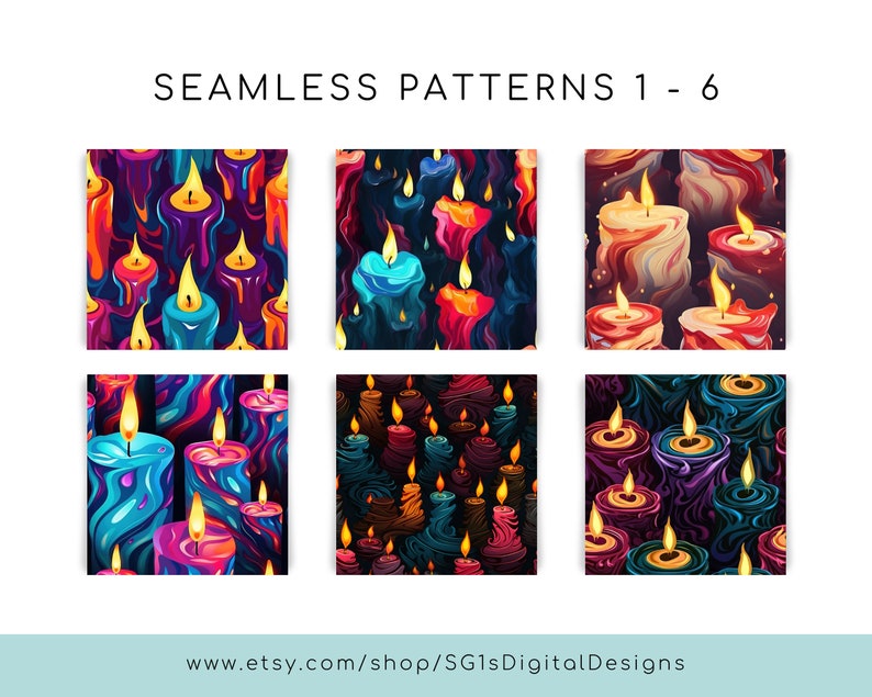 Colorful Melting Candles Seamless Pattern Vibrant Wax Drips Digital ...