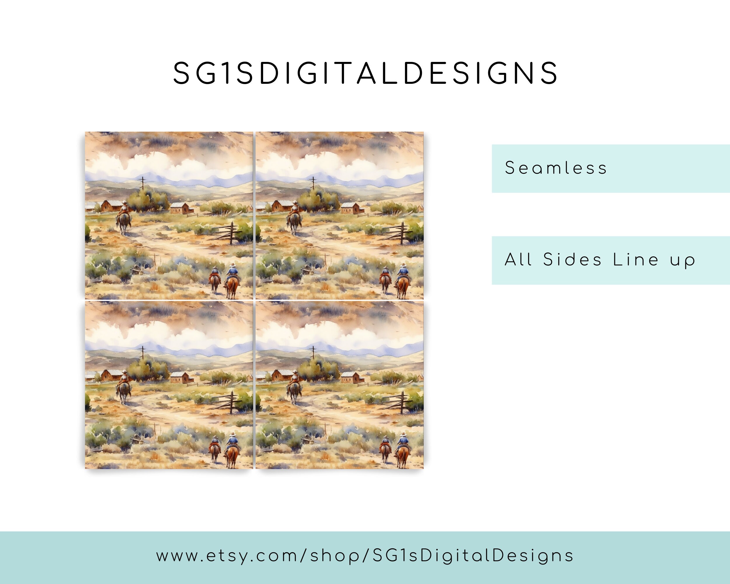 Watercolor Western Rustic Cowboy Theme Digital Paper Pack Vintage Wild ...