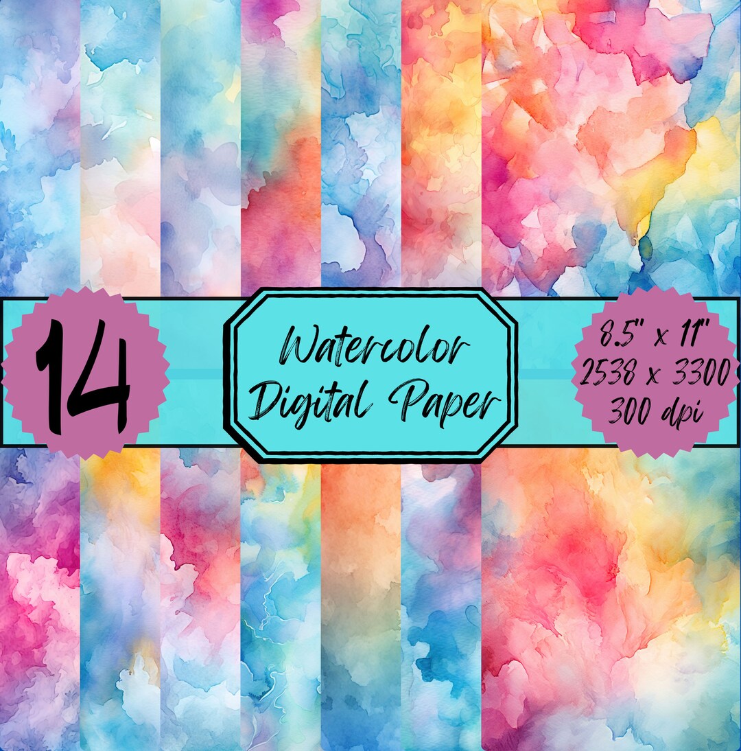 Simple Watercolor Paper Digital Collection Pastel Gradient Texture ...