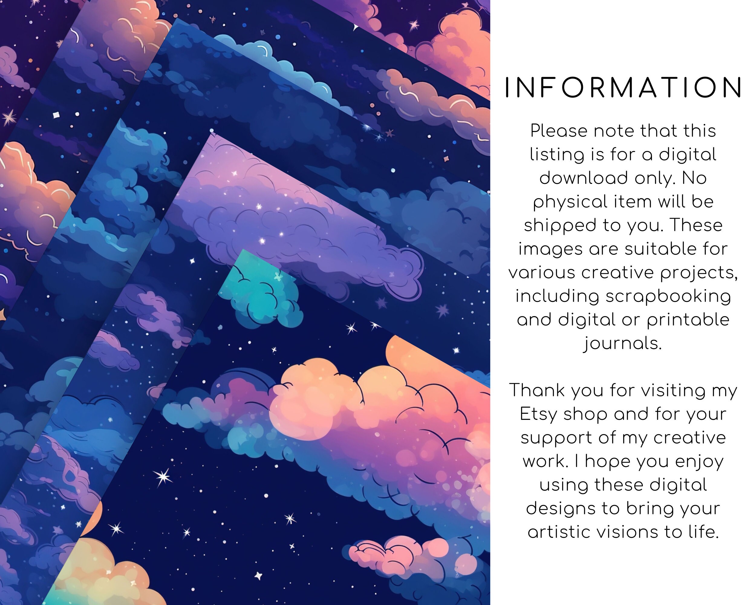 Anime Night Sky Digital Paper Seamless Pattern AI Digital Art Gift ...