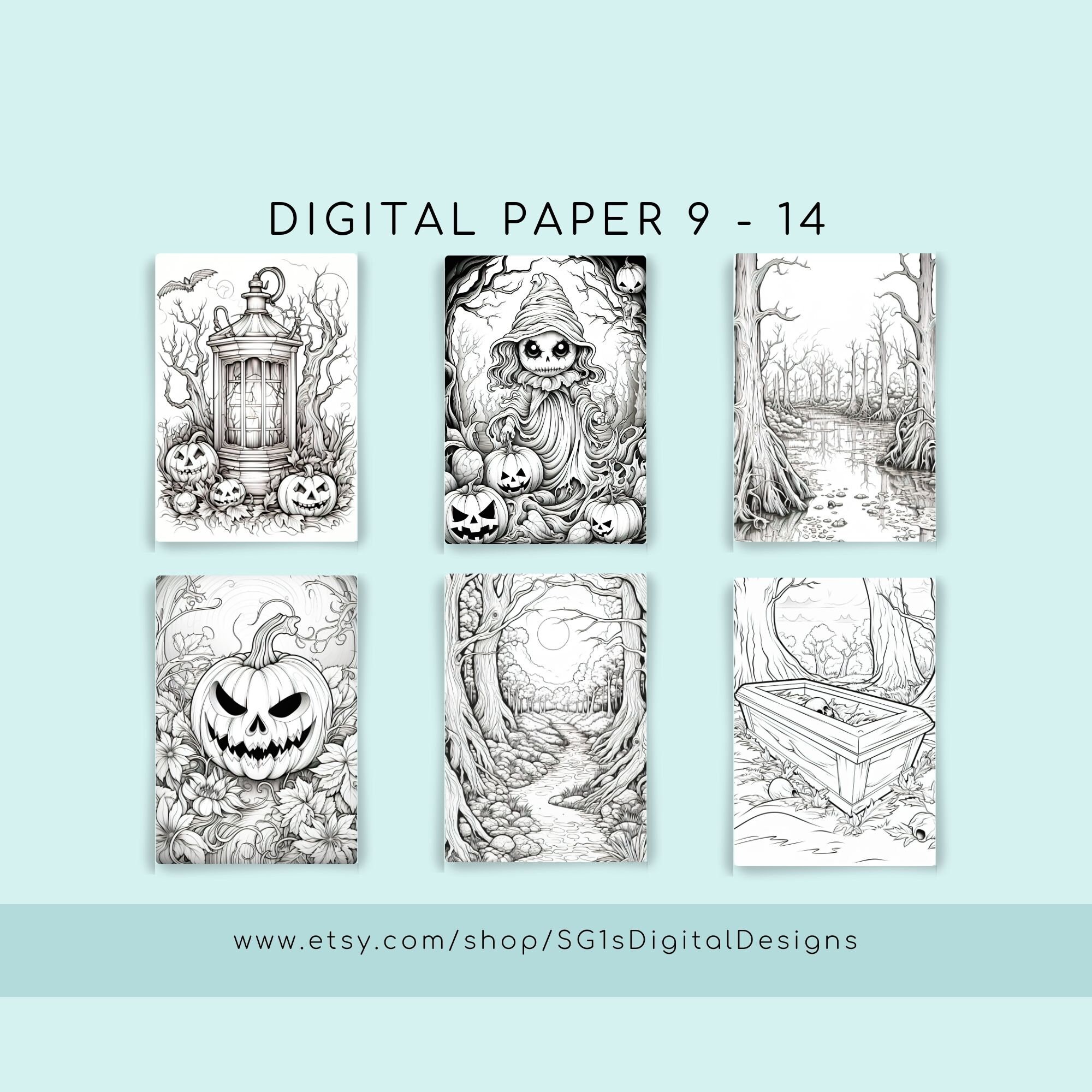 Halloween Coloring Page Spooky Seasonal Design Printable Adult Coloring ...