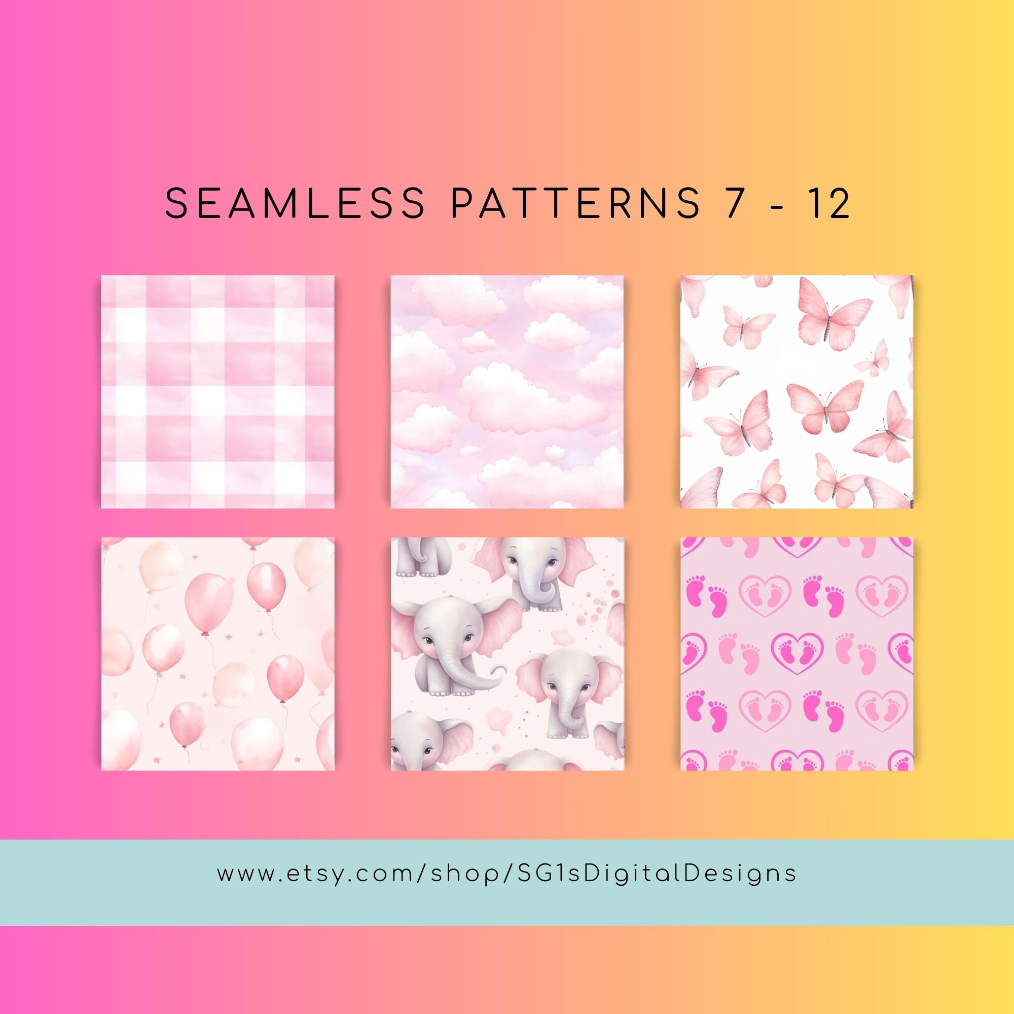 Baby Girl Seamless Patterns New Born Adorable Infant-themed Designs ...