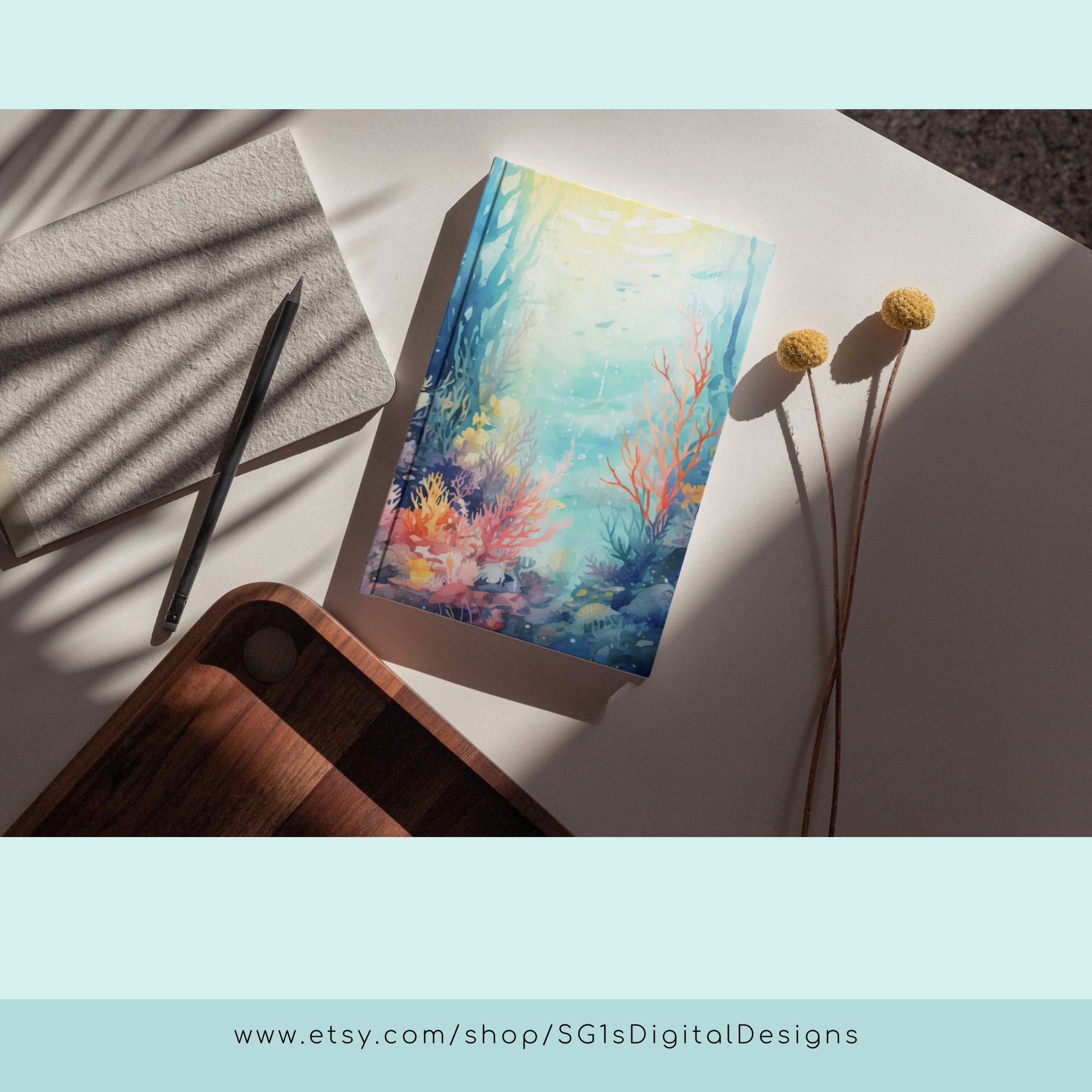 Underwater Ocean Scene Digital Paper Watercolor Theme Download Sea ...