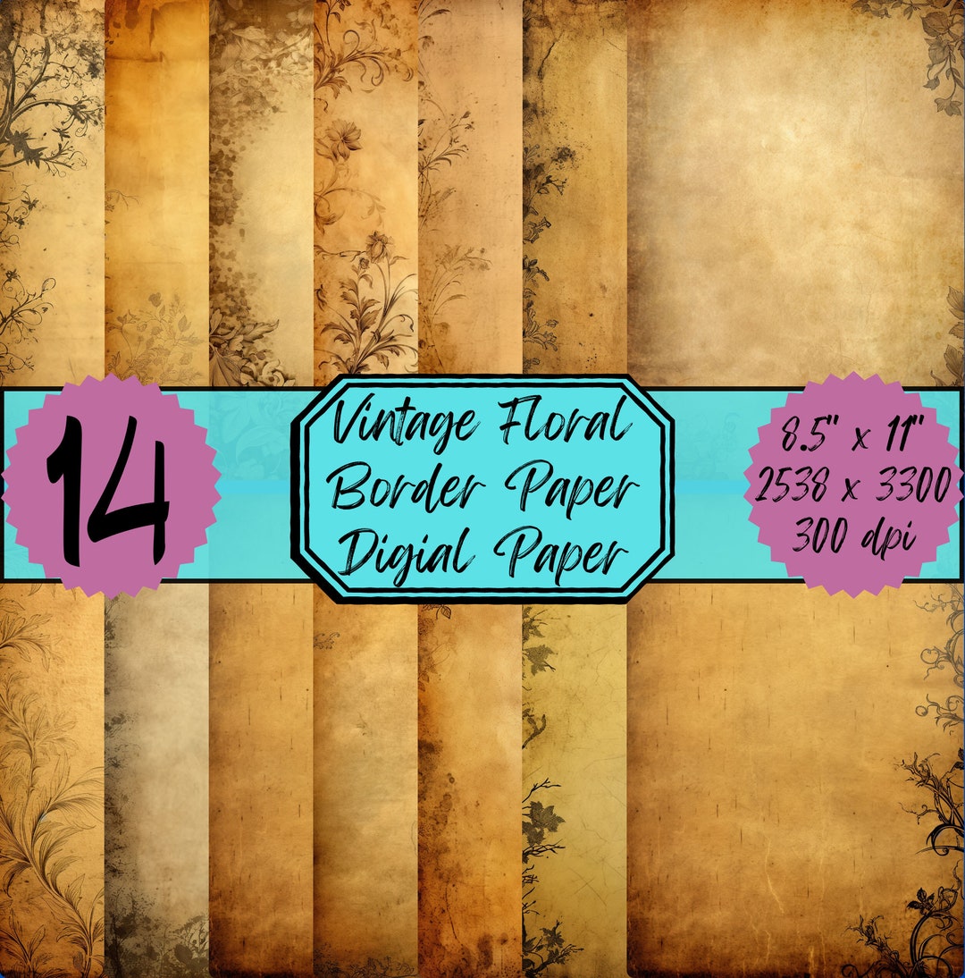 Old Vintage Floral Border Paper Digital Paper Flowers Antique Style ...
