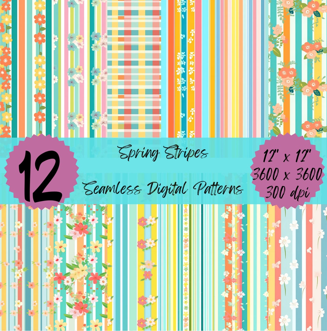 Spring Stripes Pattern Digital Paper Seamless Design Fresh and Vibrant ...