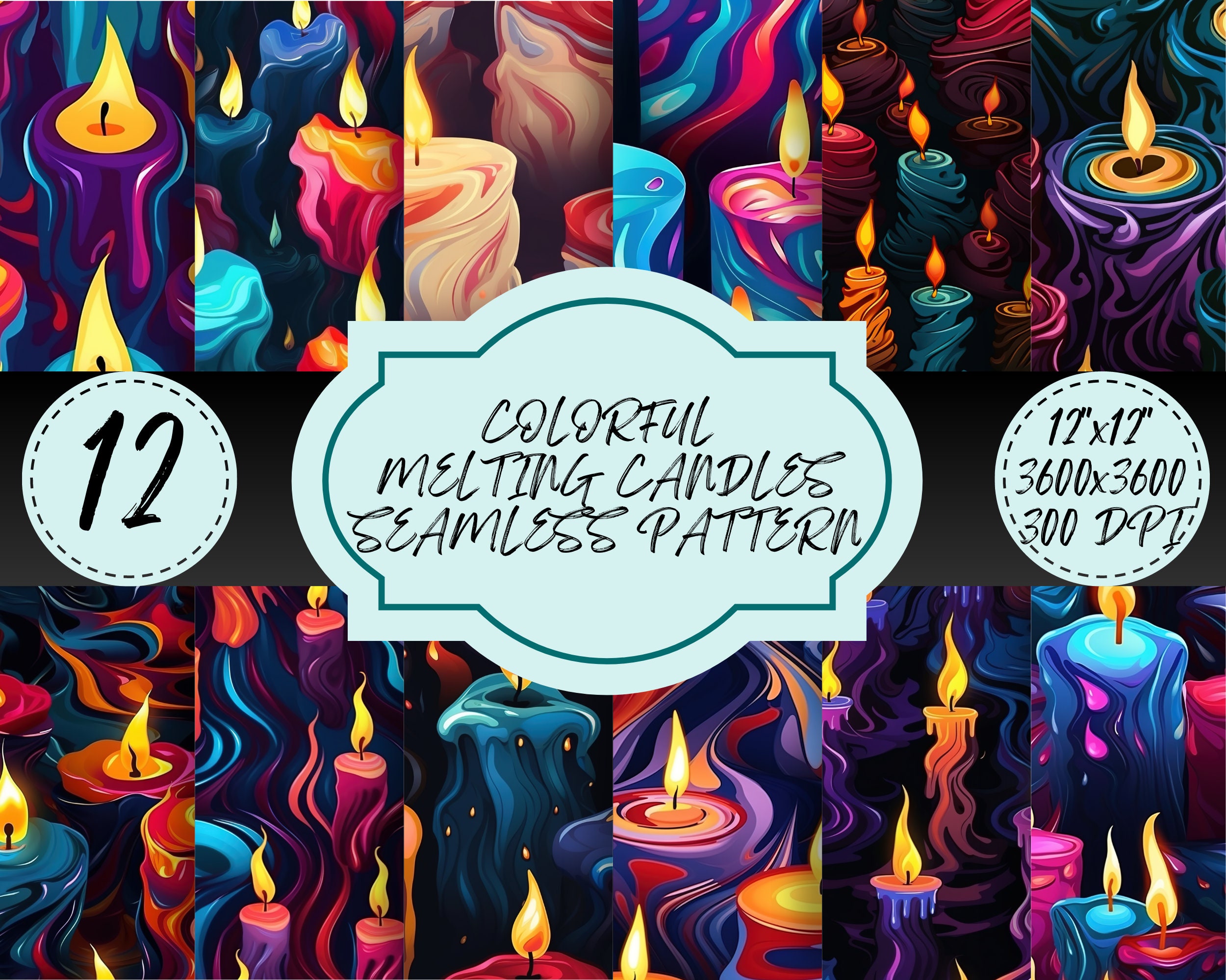 Colorful Melting Candles Seamless Pattern Vibrant Wax Drips Digital ...