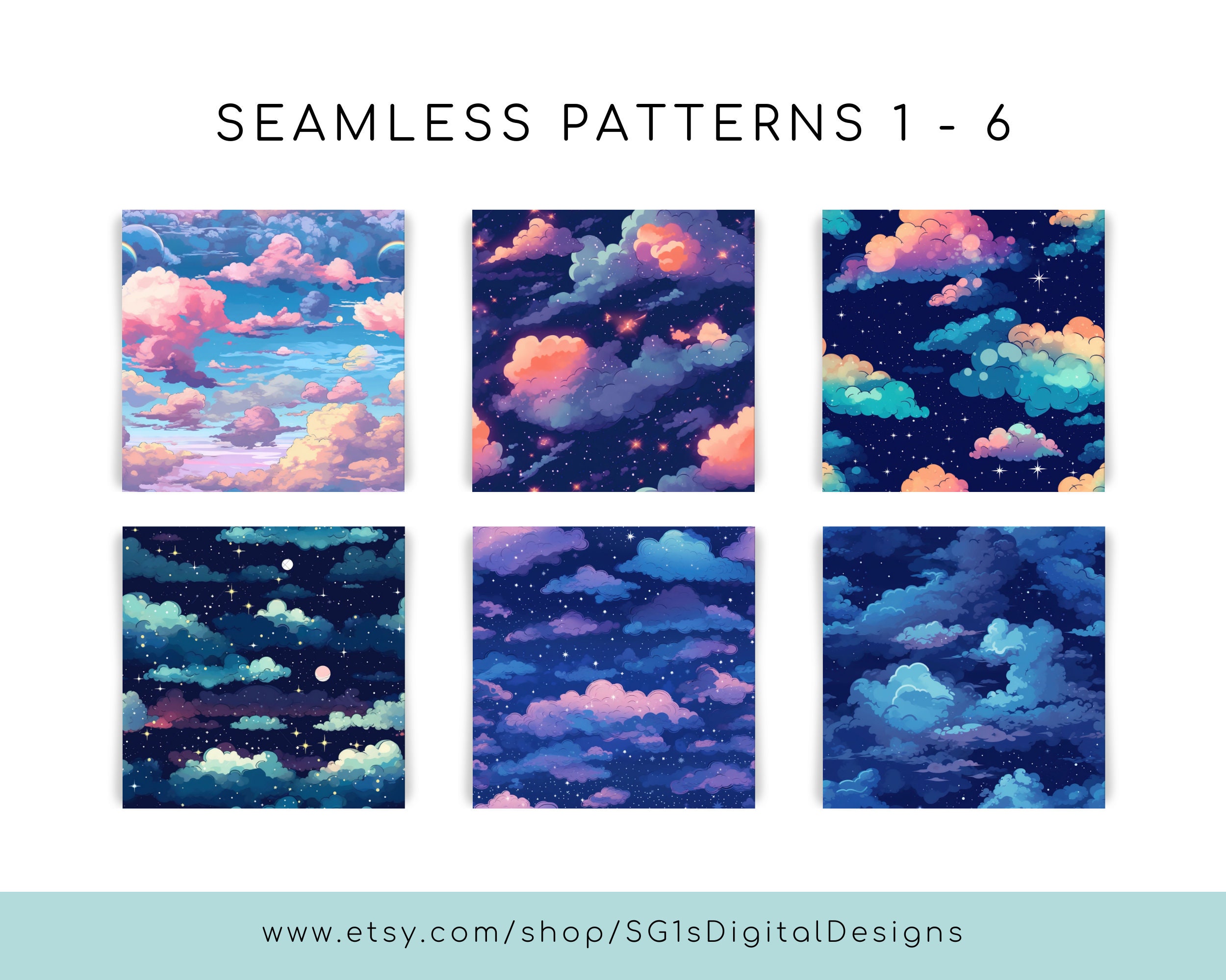 Anime Night Sky Digital Paper Seamless Pattern AI Digital Art Gift ...