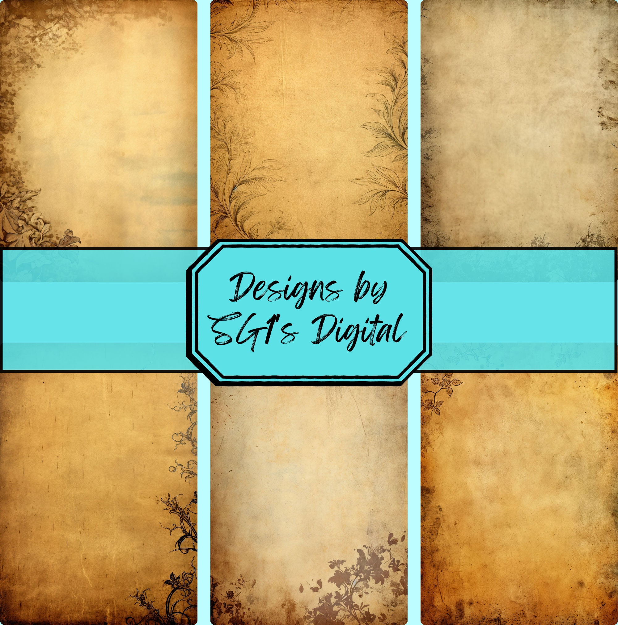 Old Vintage Floral Border Paper Digital Paper Flowers Antique Style ...