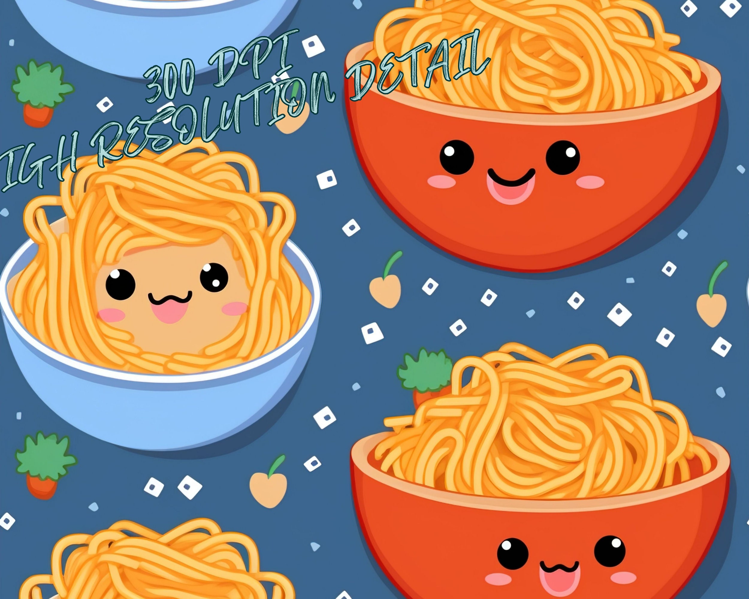 Kawaii Food Pattern Digital Paper Seamless Design Cute Snacks AI Art ...