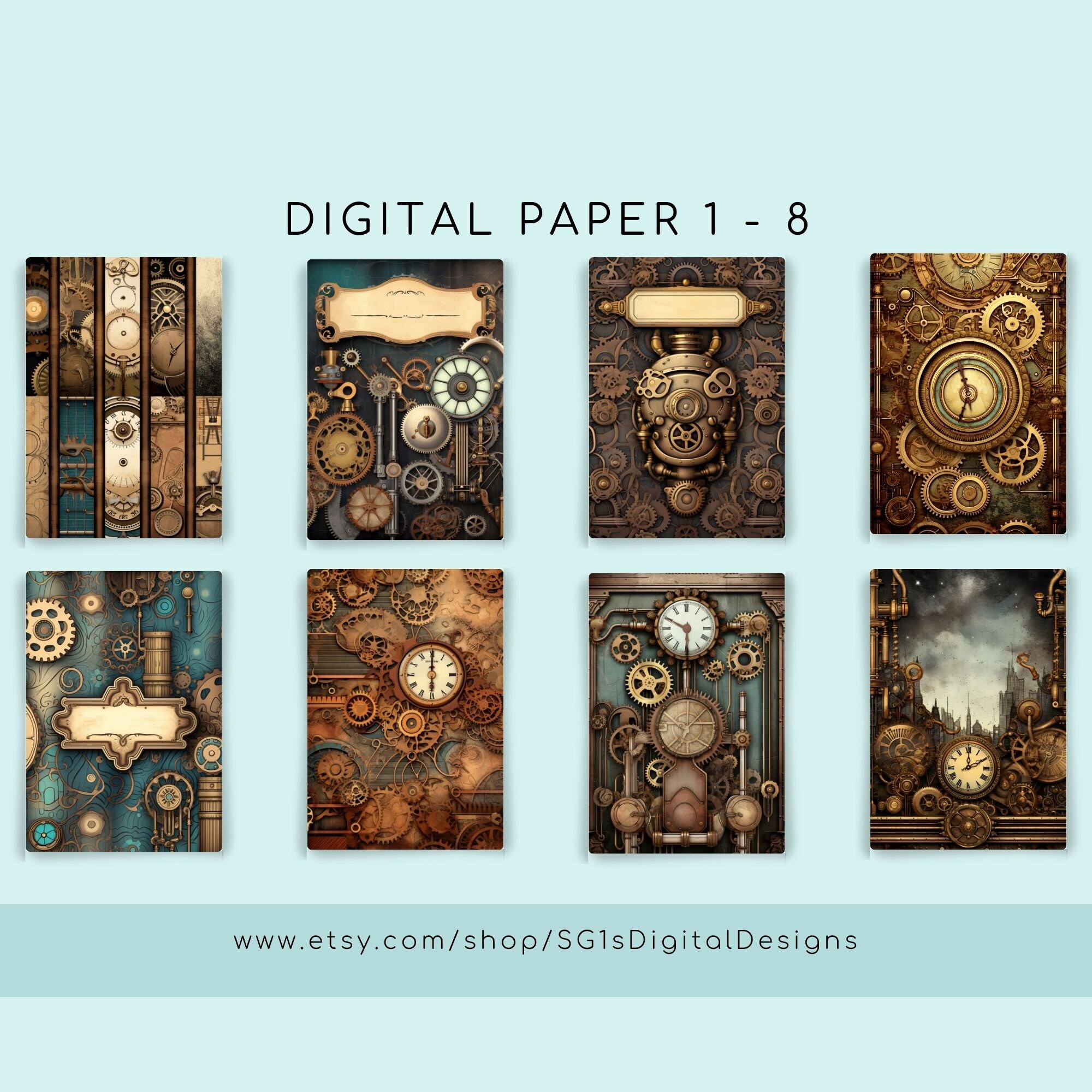 Steampunk Digital Paper Mechanical Designs Instant - Etsy