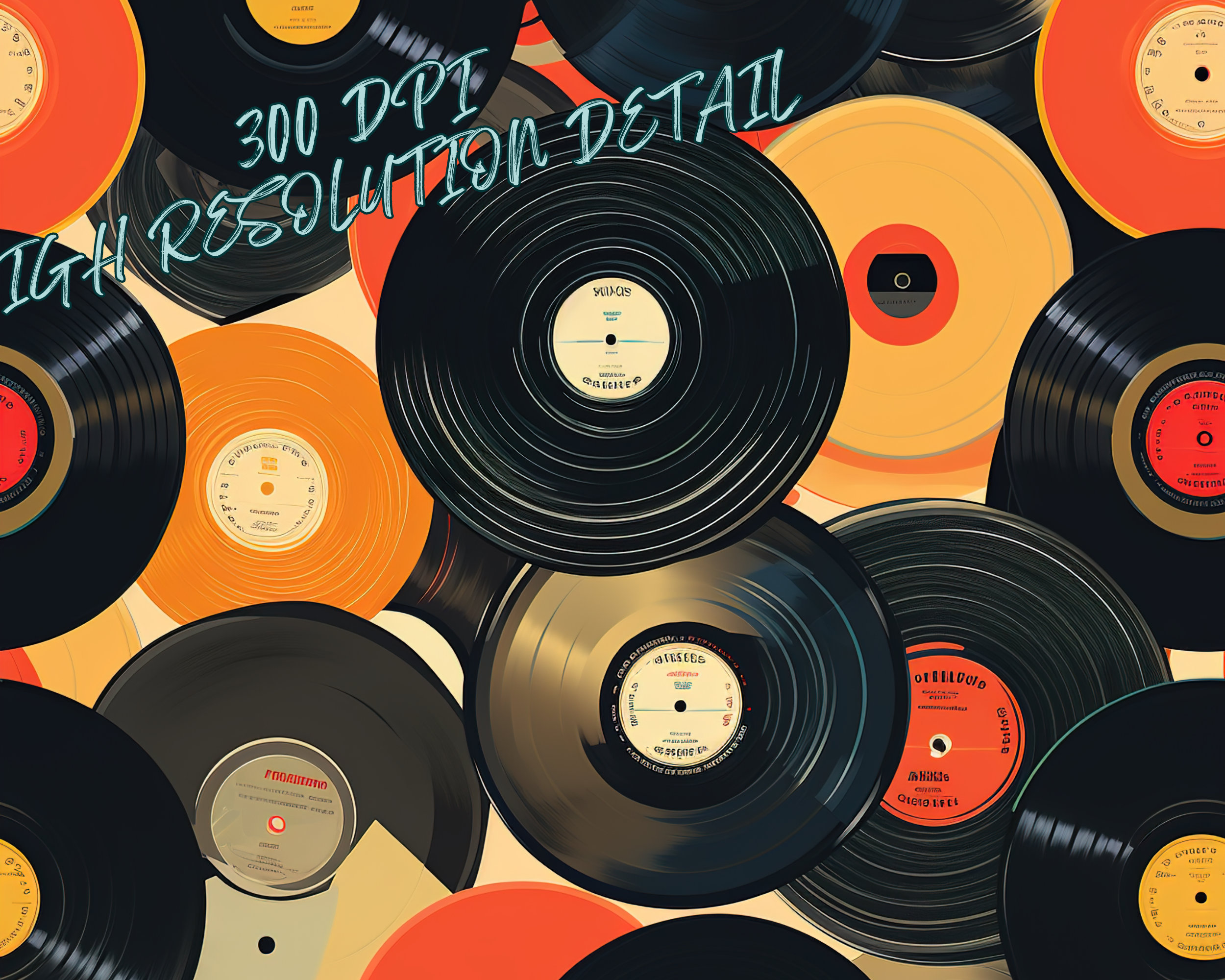 Vinyl Records Pattern Retro Design Digital Download Vintage Music ...
