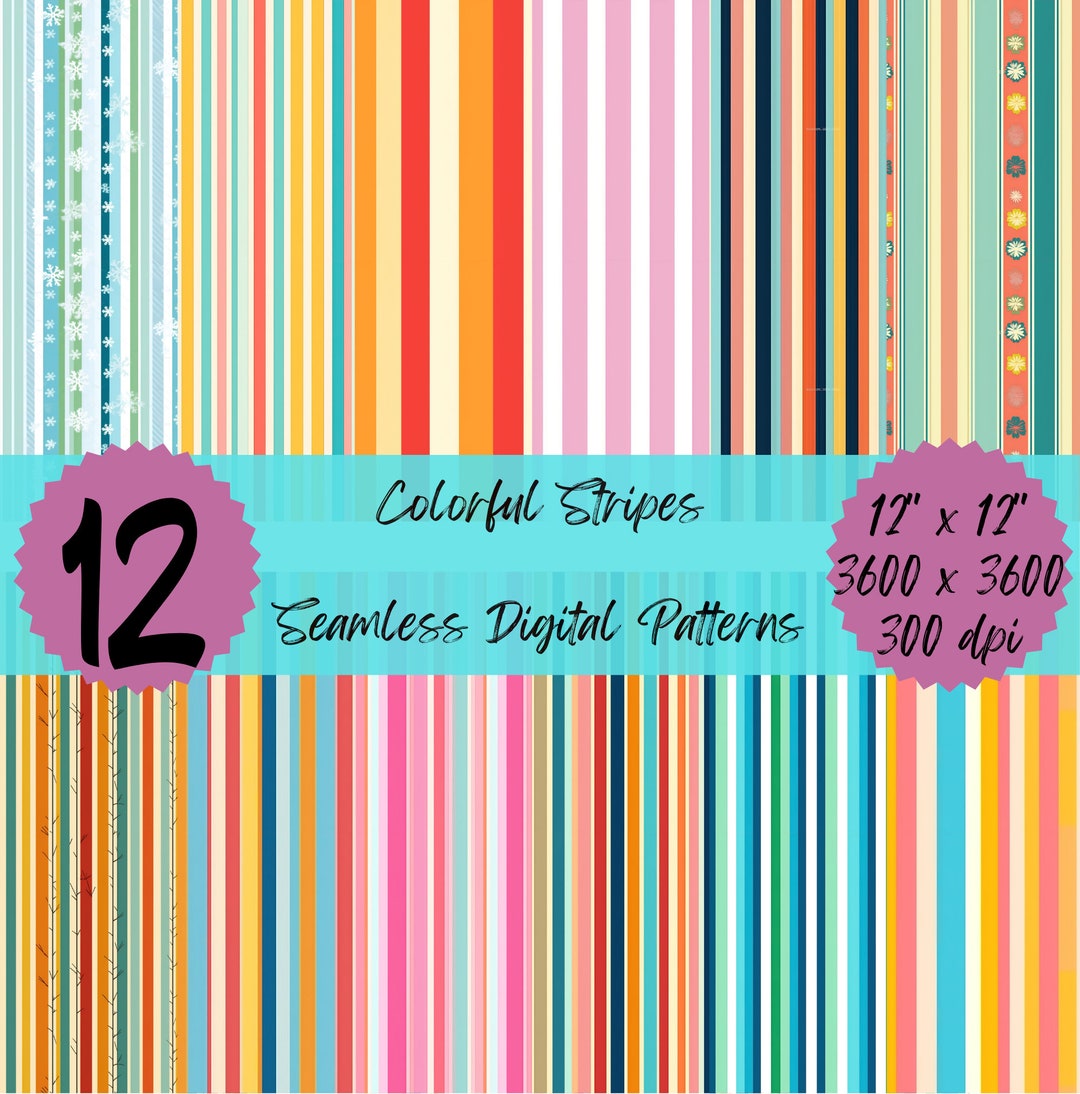 Colorful Stripes Pattern Digital Paper Seamless Design Vibrant Colors ...